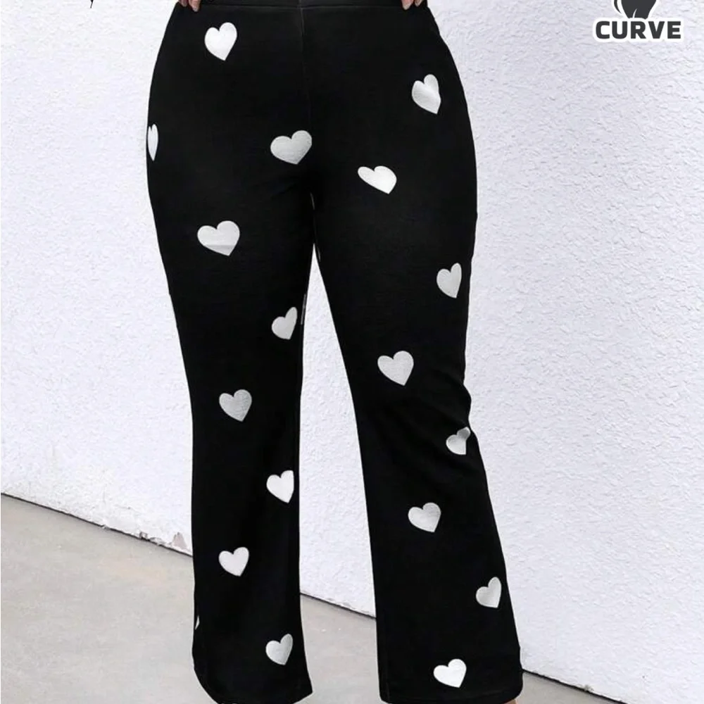 Pants & Jumpsuits | Black Pants With White Heart Pattern | Poshmark